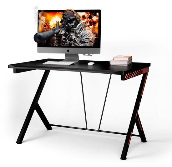 COSTWAY Gaming tafel, metaal, zwart, 116 x 75 x 77 cm | bol