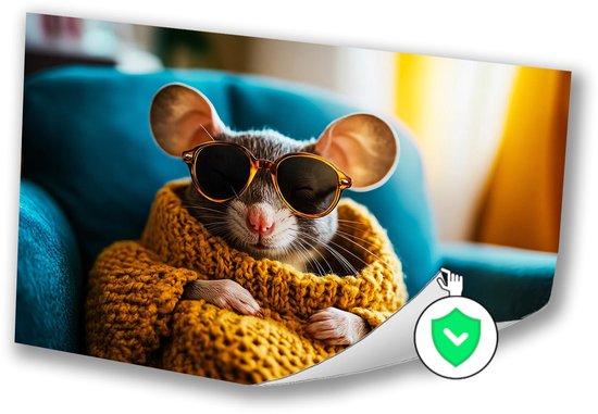 Relaxte muis met gele trui - Dier posters - Posters muis ...