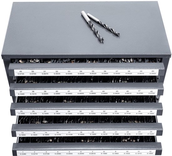 Boorbit Dispenser Kast, Organizer met Vijf Laden voor Staalboren Nr. 1 ...