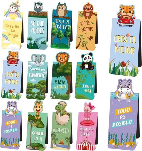 Marque-pages inspirants - magnétiques - 12 pièces - animaux - dictons ...