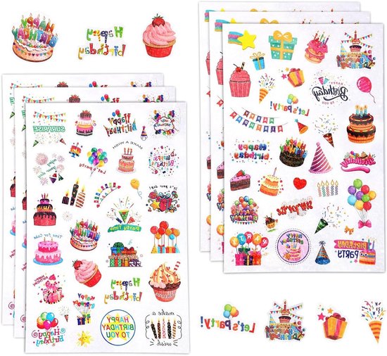 Happy Birthday Stickers - Different Styles Self Adhesive Cute Stickers ...