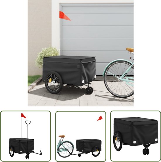The Living Store Fietstrailer 45 kg ijzer zwart - Fietskar ...