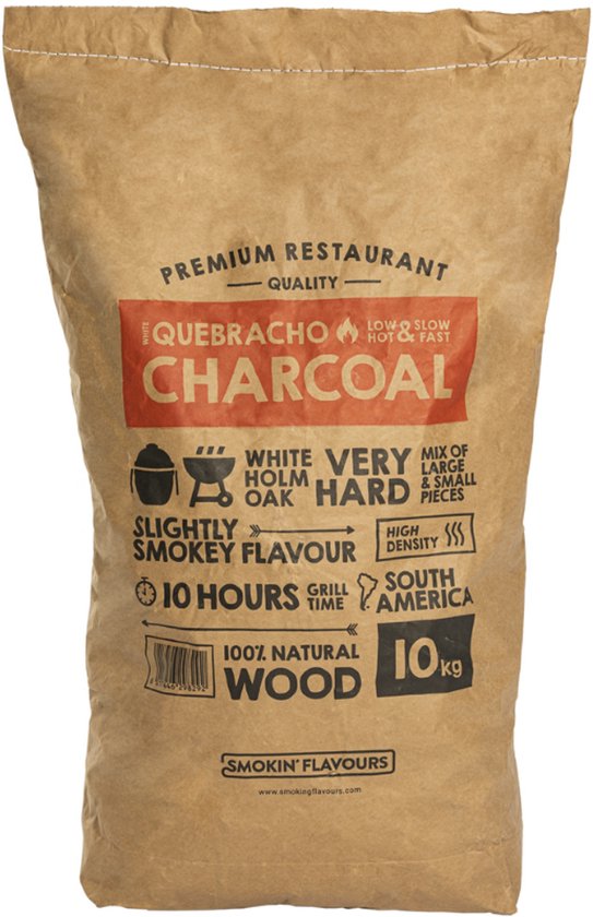 Smokin' Flavours Houtskool White Quebracho 10 KG I 30 zakken (halve ...