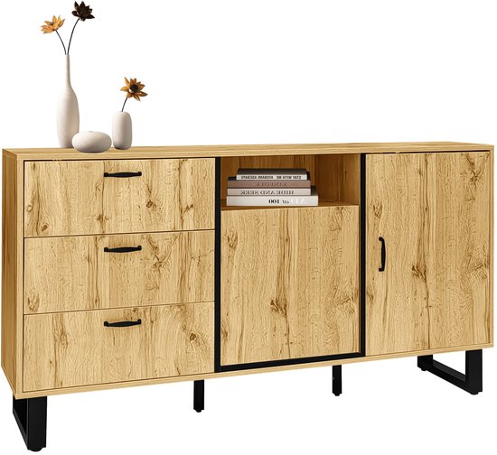 Merax Sideboard - Dressoir met Lades en Deuren - Opbergkast met Open ...