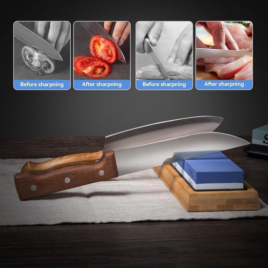 Slijpsteenset voor Messen - 400/1000/3000/8000 Korrel, Antislip Pad en Hoekgeleider | bol