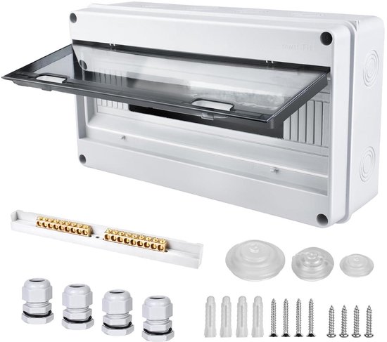 Surface-Mounted Distribution Box IP65 with 1 Row 18 Modules Brass Clips ...