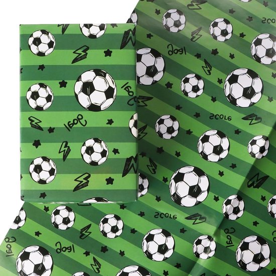 Football Wrapping Paper for Boys Birthday - 4 Sheets, 50 x 70cm, Ideal ...