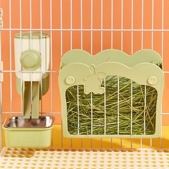 3-in-1 Hay Feeder Set with Feeder and Hanging Hopper for Cage - Rabbit ...