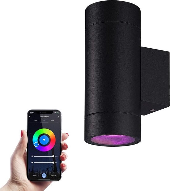 Hoftronic Smart Cali Smart Wandlamp Voor Buiten Zwart Besturing