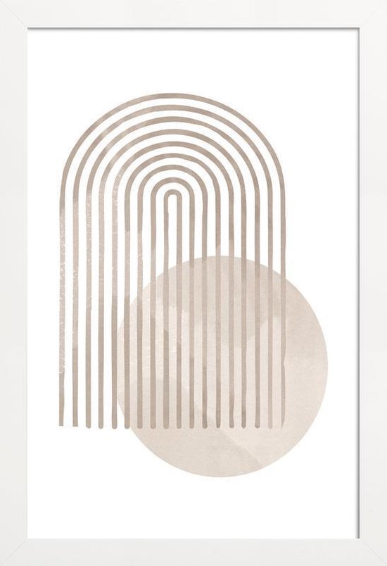 JUNIQE - Poster in houten lijst Abstract Rainbow -40x60 /Ivoor & Wit ...