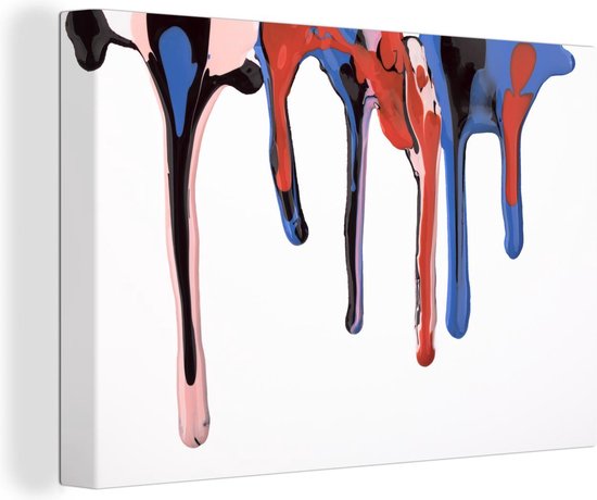 Canvas Schilderij Druipende gekleurde verfdruppels - 120x80 cm ...