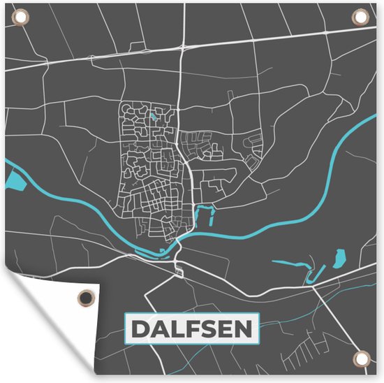 Tuindoek Plattegrond - Dalfsen - Kaart - Stadskaart - 100x100 cm | bol