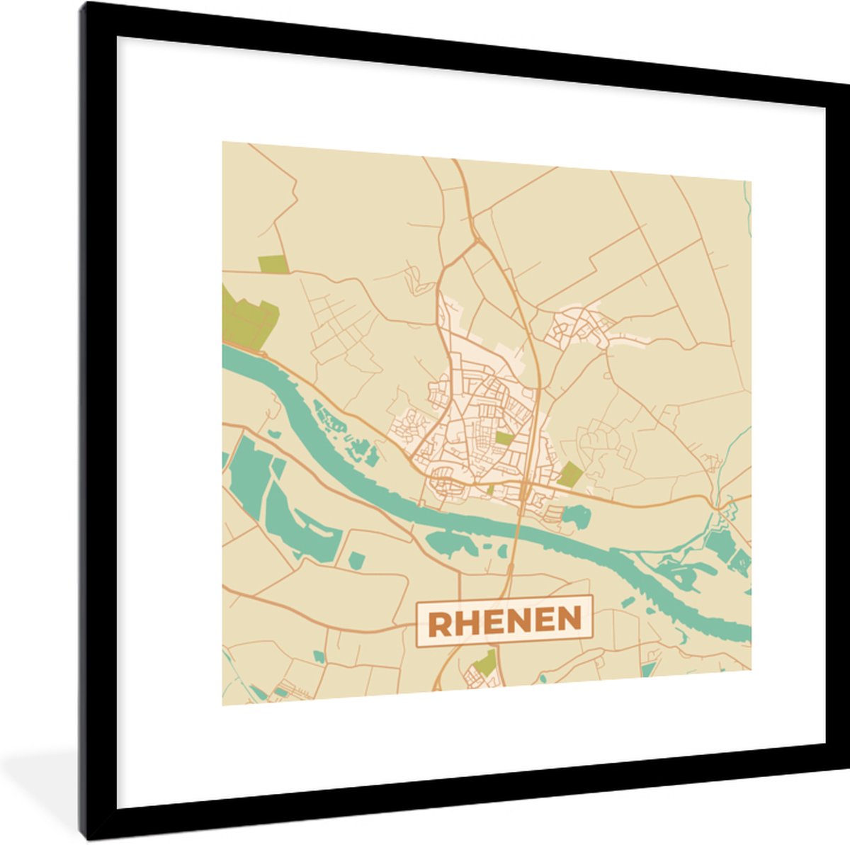 Fotolijst incl. Poster - Kaart - Rhenen - Plattegrond - Stadskaart ...