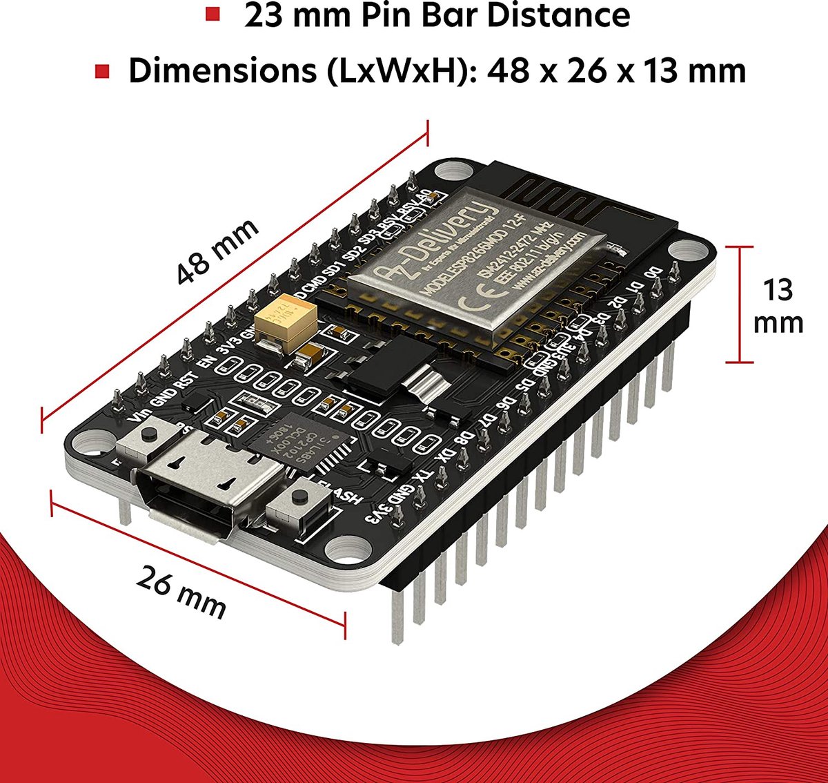 AZDelivery 3 x NodeMCU Amica Modul V2 ESP8266 ESP-12E WIFI Wifi Development Board met... | bol.com