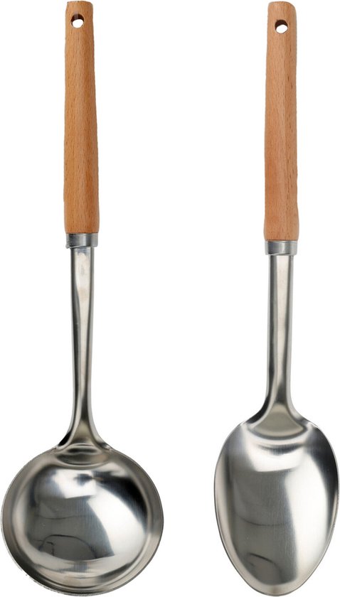Excellent Houseware 2-delig keukengerei - Soeplepel/Opscheplepel- Hout ...
