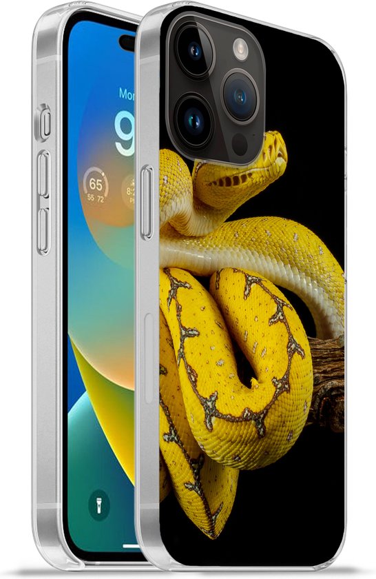 Apple iPhone 14 Pro Max hoesje - Slang - Tak - Geel - Siliconen ...