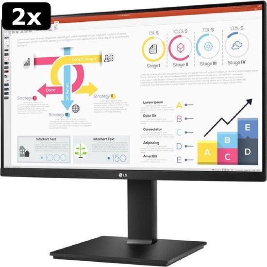 2x LG 24QP750 - QHD USB-C IPS Monitor - Daisy Chain - 24 inch | bol.com