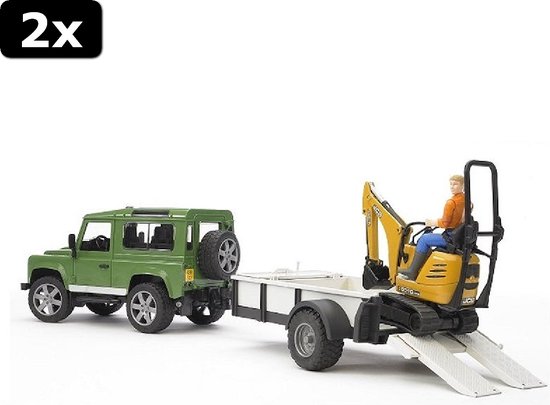 2x Bruder Land Rover Defender met JCB Minigraver | bol