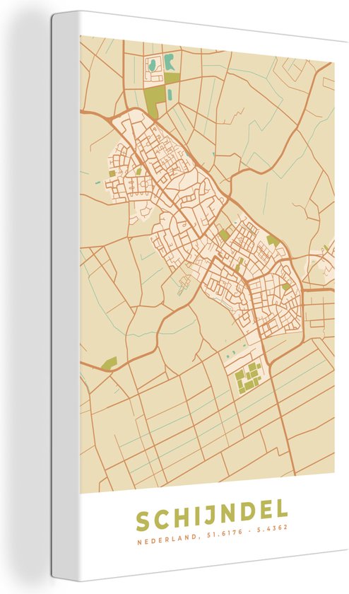 Canvas Schilderij Schijndel - Kaart - Plattegrond - Stadskaart - 60x90 ...