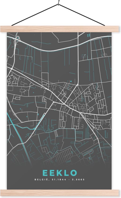 Posterhanger incl. Poster - Schoolplaat - België – Eeklo – Stadskaart ...