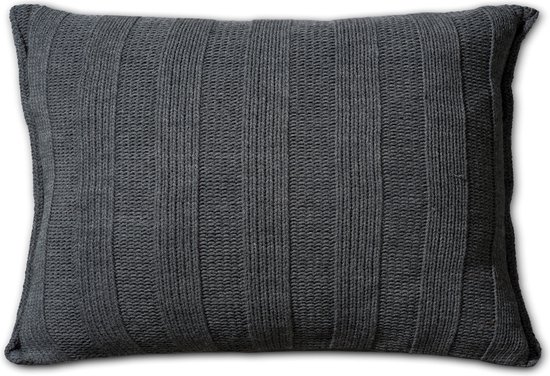 Knit Factory 6x6 Rib Sierkussen - Antraciet - 60x40 cm - Kussenhoes ...