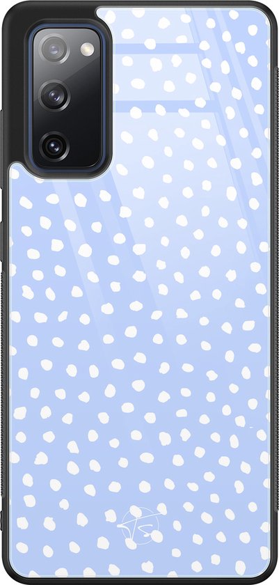 Hoesje geschikt voor Samsung Galaxy S20 FE - Paars lila stippen - Hard Case Zwart -... | bol