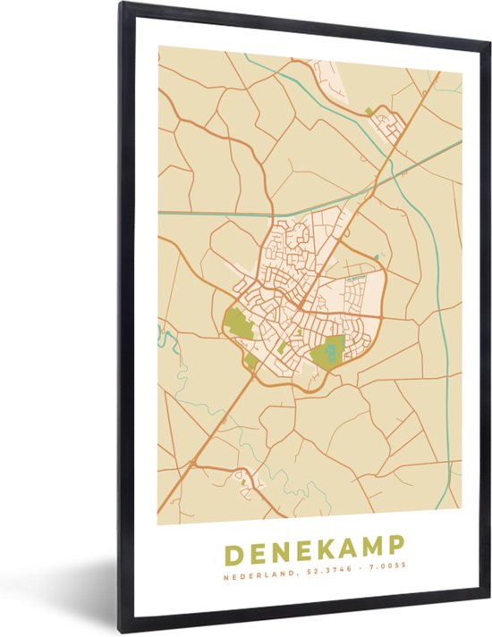 Fotolijst incl. Poster - Denekamp - Plattegrond - Stadskaart - Kaart ...