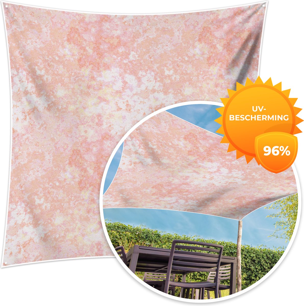 MuchoWow® - Schaduwdoek - Rosé - Verf - Patronen - 96% UV-bestendig ...