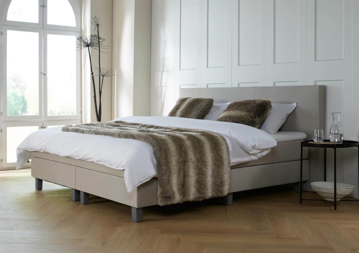 Boxspring Malaga - 180x200 - Beige - met gratis topper! | bol.com