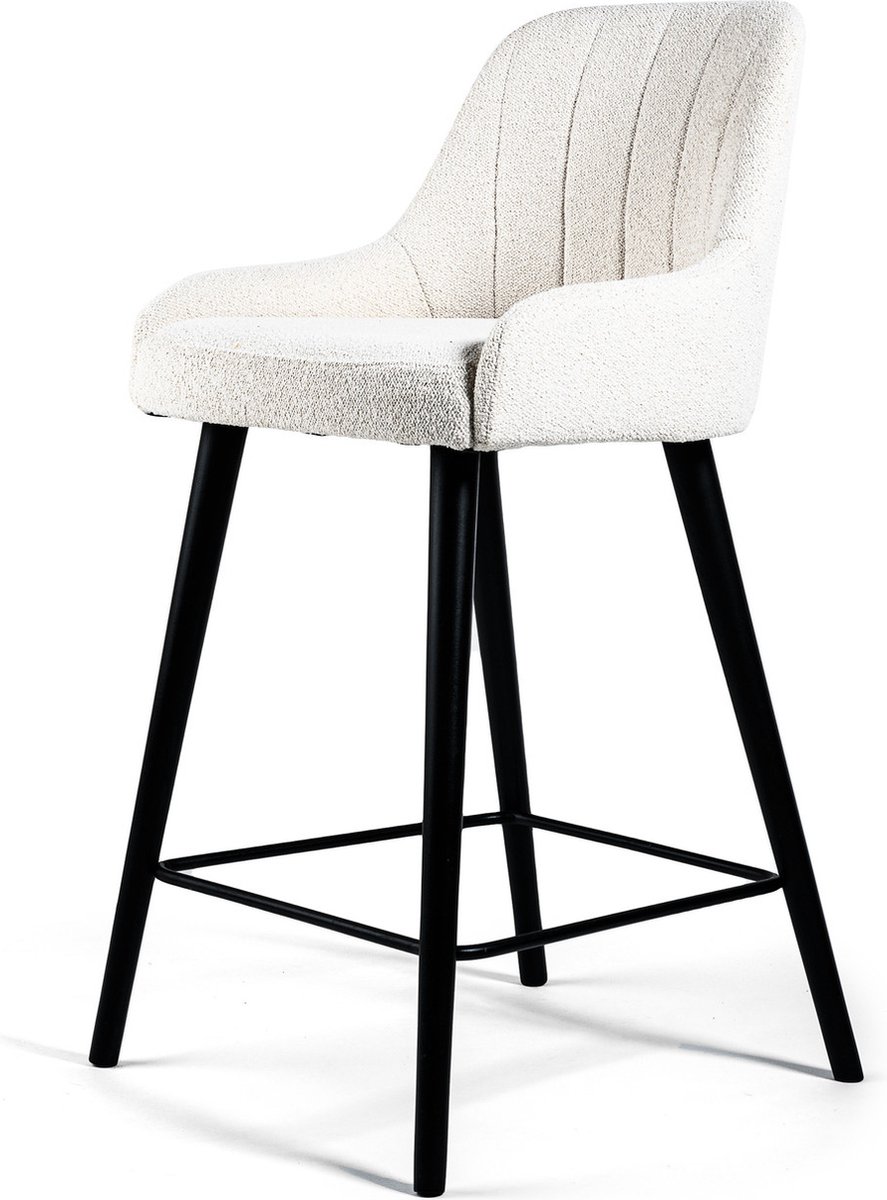 Strapped - Barstoel - stof - naturel - stalen poten - zwart | bol.com