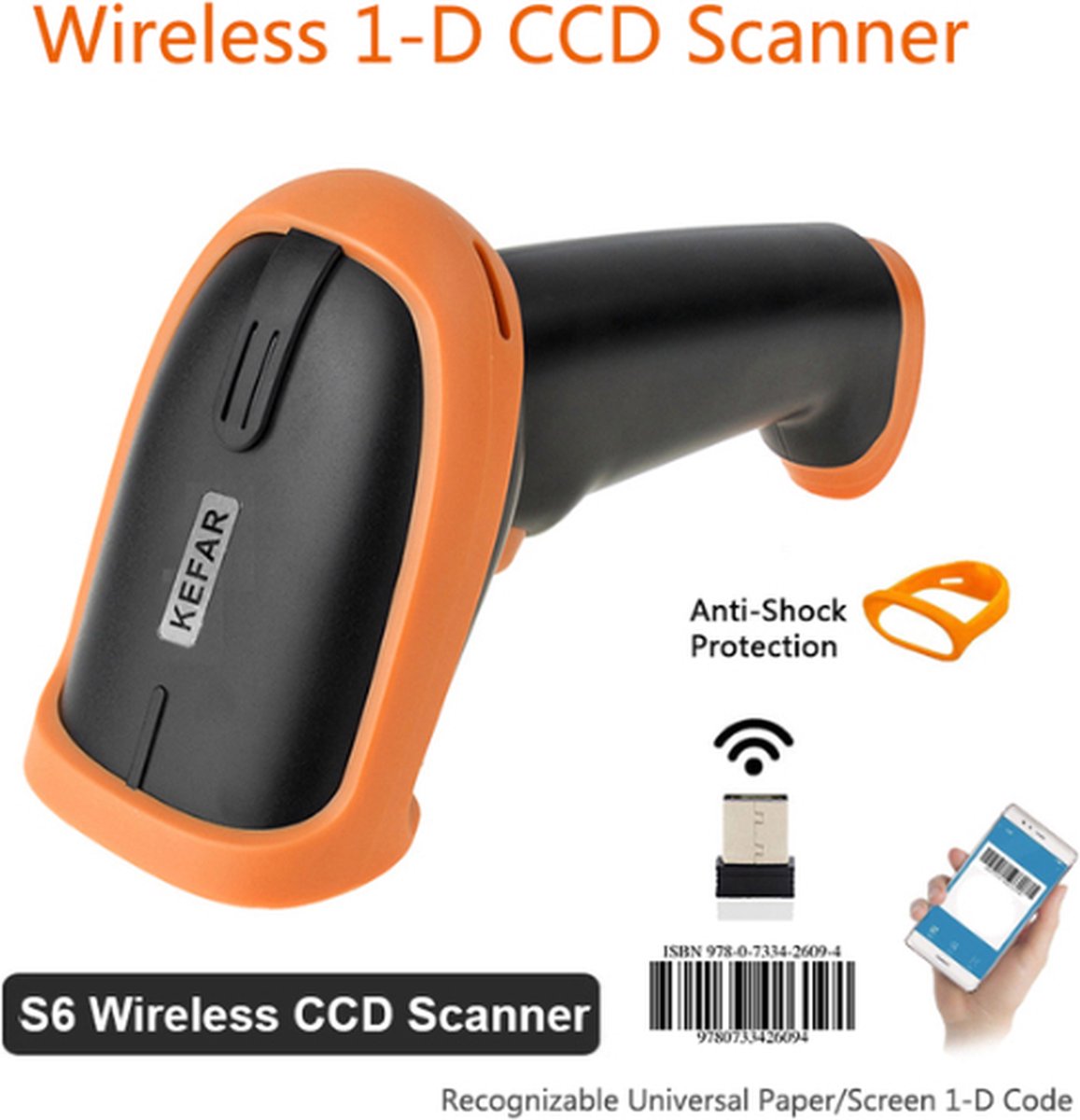 Kefar Barcode Scanner - Barcode Scanner Draadloos - S6 Model | bol.com