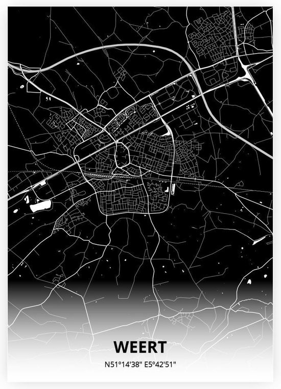 Weert plattegrond - A4 poster - Zwarte stijl | bol