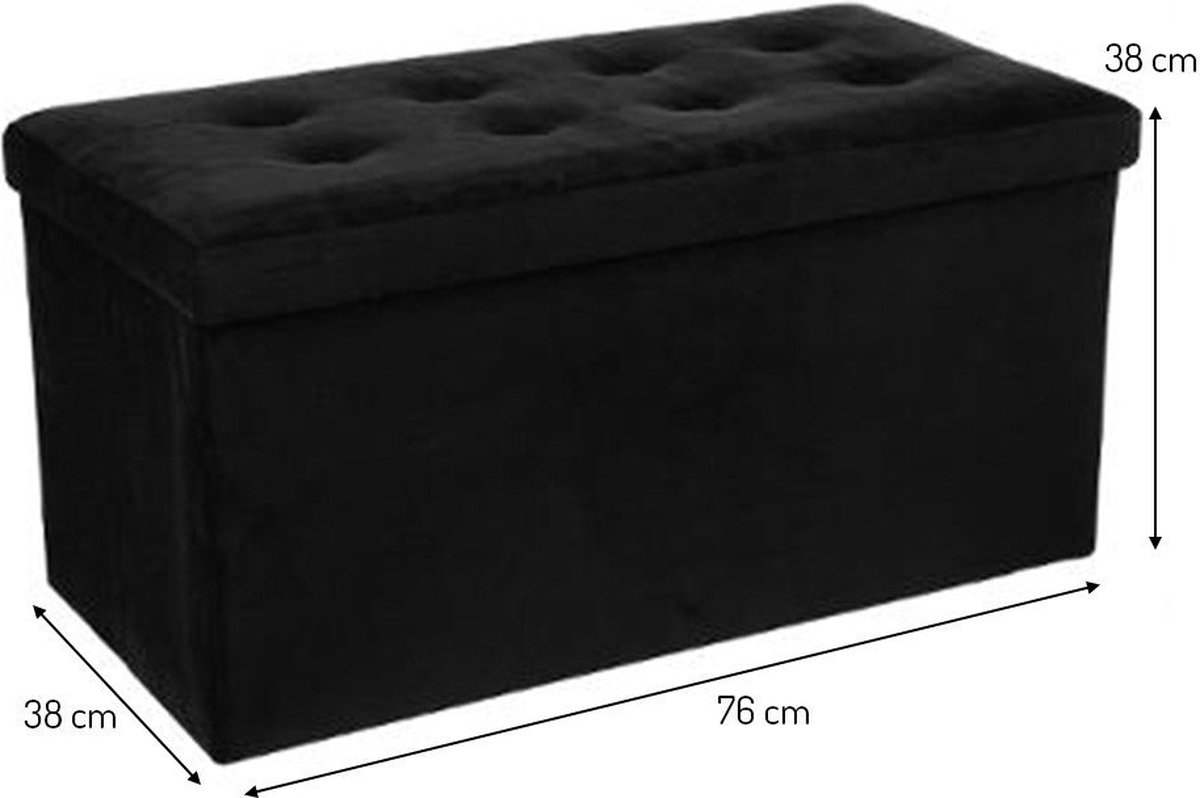 Eazy Living Poef + Opbergbox Groot Mathieu Zwart | bol.com