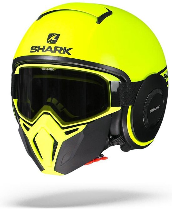 SHARK STREET DRAK NEON SERIE Motorhelm jethelm MAT Geel Zwart Black L | bol
