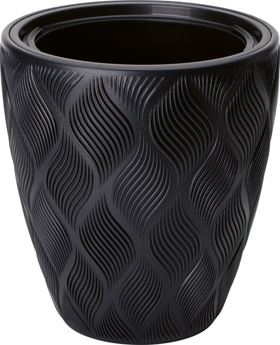 Form Plastic Plantenpot/bloempot Flow - kunststof - zwart - D40 x H42 ...