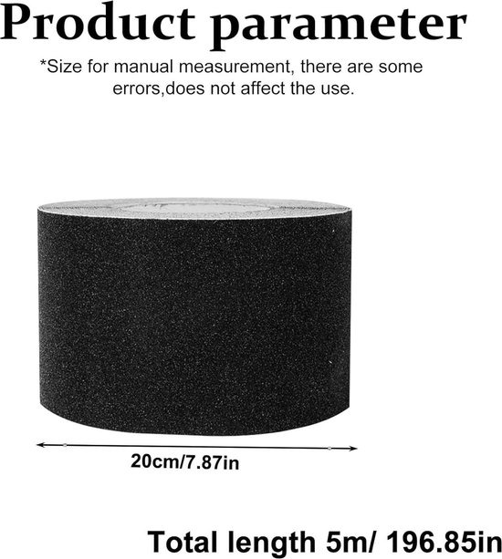 Zwarte antislip plakstrip 20 cm x 5 meter - trap treden tape lijm ...