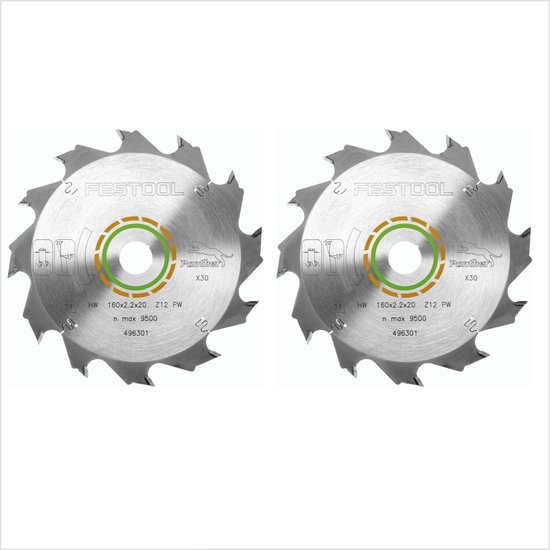 Festool 2x Panther cirkelzaagblad HW 160 x 2,2 x 20 mm PW12 160 mm 12 ...