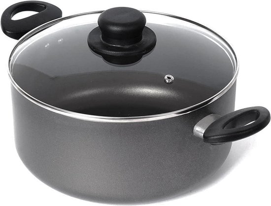 45l 24cm Grote Antiaanbakpan Met Glazen Deksel En Siliconen Onderzetter ...