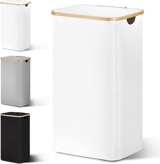 Wasmand 85 liter met deksel - Wasverzamelaar smal - Opvouwbare wasmand ...