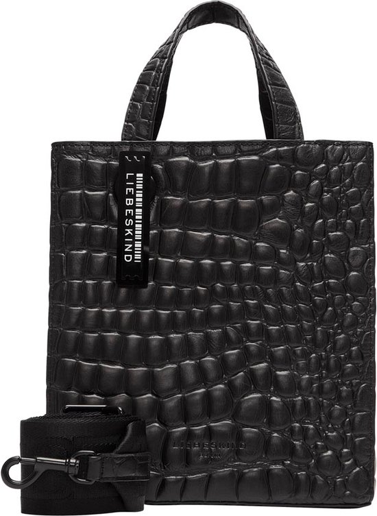 LIEBESKIND BERLIN Paper Bag Tote S Croco Black | bol
