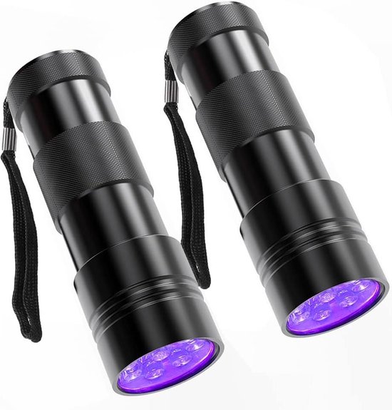 2 Pack UV Zaklamp 12 LED Handheld Blacklight Zaklamp 395nm Mini Licht ...