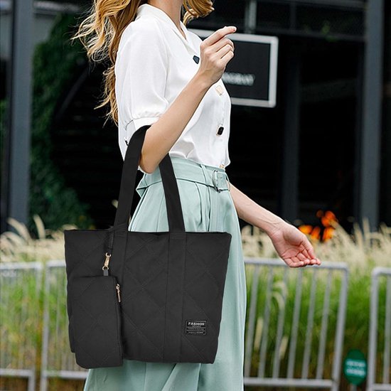 Grote hengseltassen voor dames, shopper, handtas van stof, gewatteerd ...