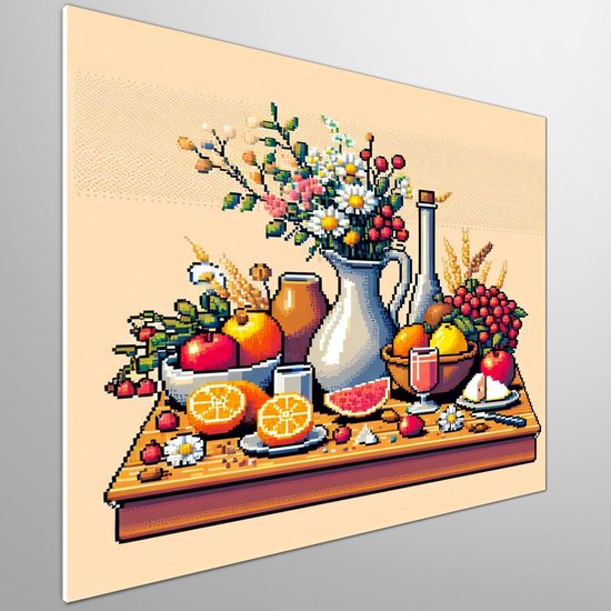 Pixel art stilleven schilderij | Pixelated still life: A colorful and ...