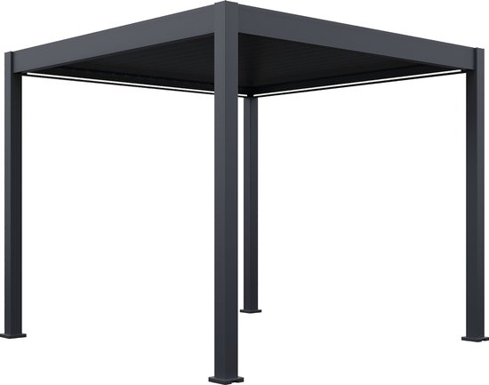 Orion terrasoverkapping - 300x300 cm - Antraciet - met LED verlichting ...