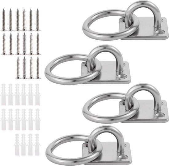 Muuranker RVS 304 Oogplaat met Ring M6 - Duurzame Bevestigingshaken ...