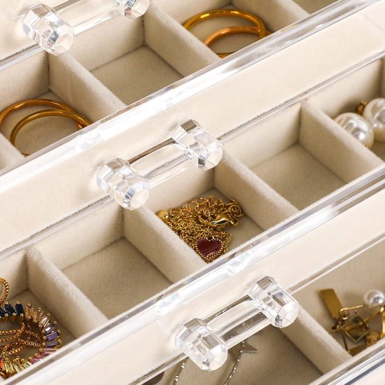 Sieraden organizer - Acryl oorbel organizer met 5 laden - Transparante ...
