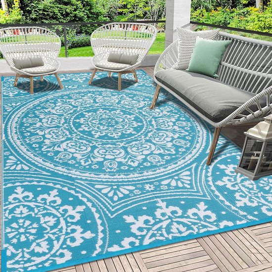 Outdoor tapijt waterdicht groot 180 x 270 cm - omkeerbaar plastic tuin tapijt -... | bol