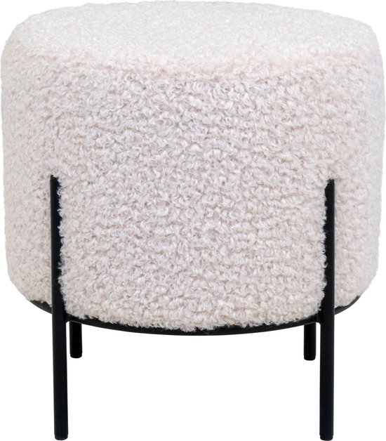 Lewis & Loft Ronde Teddy Poef – Wit | bol