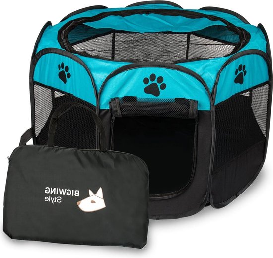 Portable Foldable Puppy Playpen - Pet Cat Rabbit Guinea Pig Fabric ...