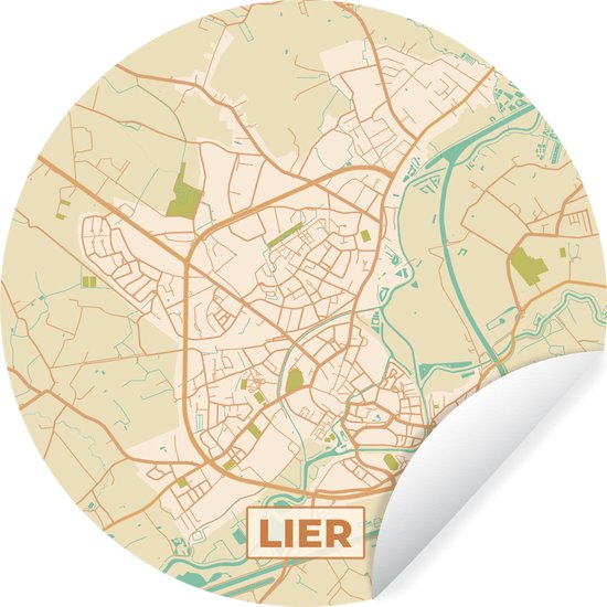 Wallpaper Circle - City Map - Map - Lier - Floor Plan - Vintage - ⌀ 140 ...